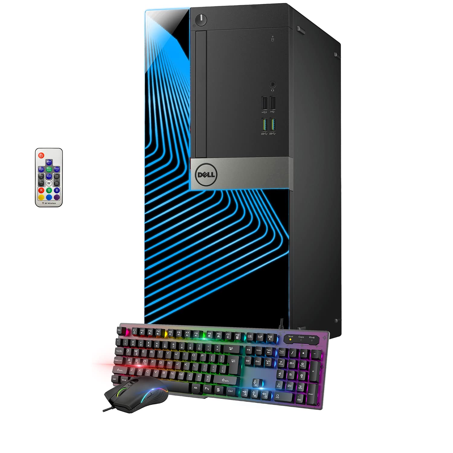 Dell OptiPlex Gaming Tower RGB Lights Computer Intel Core i5 8500 8th Gen Processor Up to 4.10GHz - Radeon RX 550 4GB - 16 GB RAM 512GB M.2 NVME - Windows 11 Pro - WiFi - Bluetooth (Renewed)