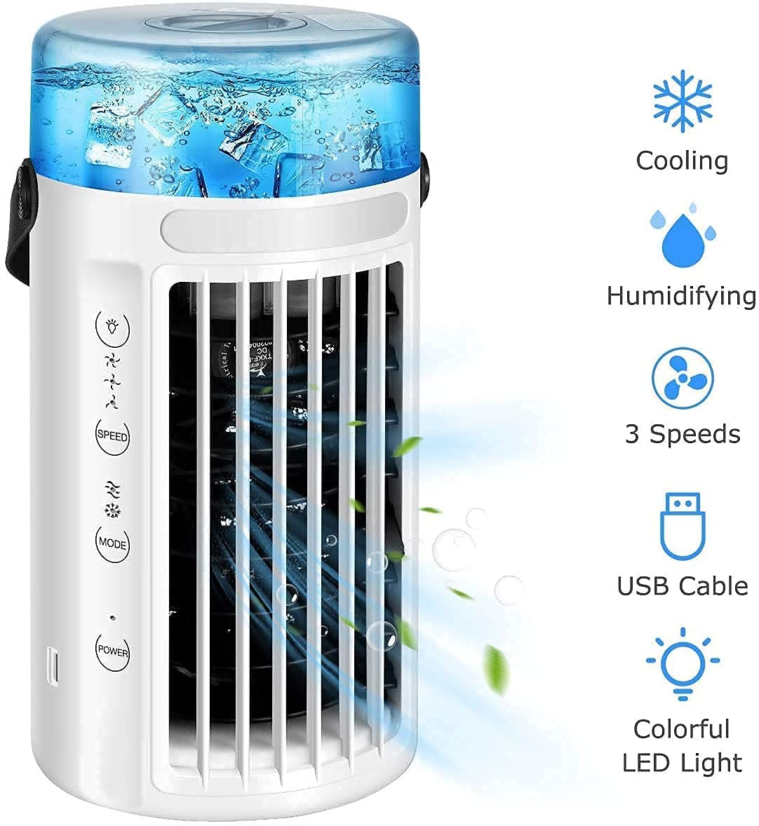Garneck Portable Air Cooler Mini USB Air Conditioner Fan Desktop Cooling Fan with 3 Speeds for Home Room Office ( White 4 in 1 )