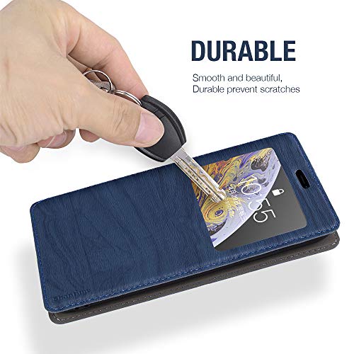Shantime for Infinix Note 30 5G Case, Wood Grain Leather Case with Card Holder and Window, Magnetic Flip Cover for Infinix Note 30 5G (6.78β) Blue