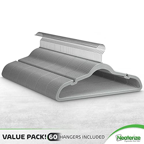 Velvet Hangers 60 Pack Grey β Heavy Duty Velvet Clothes Hangers - Non Slip Felt Coat and Suit Hangers for Closet - Lightweight Thin Space Saving Ganchos para Colgar Ropa