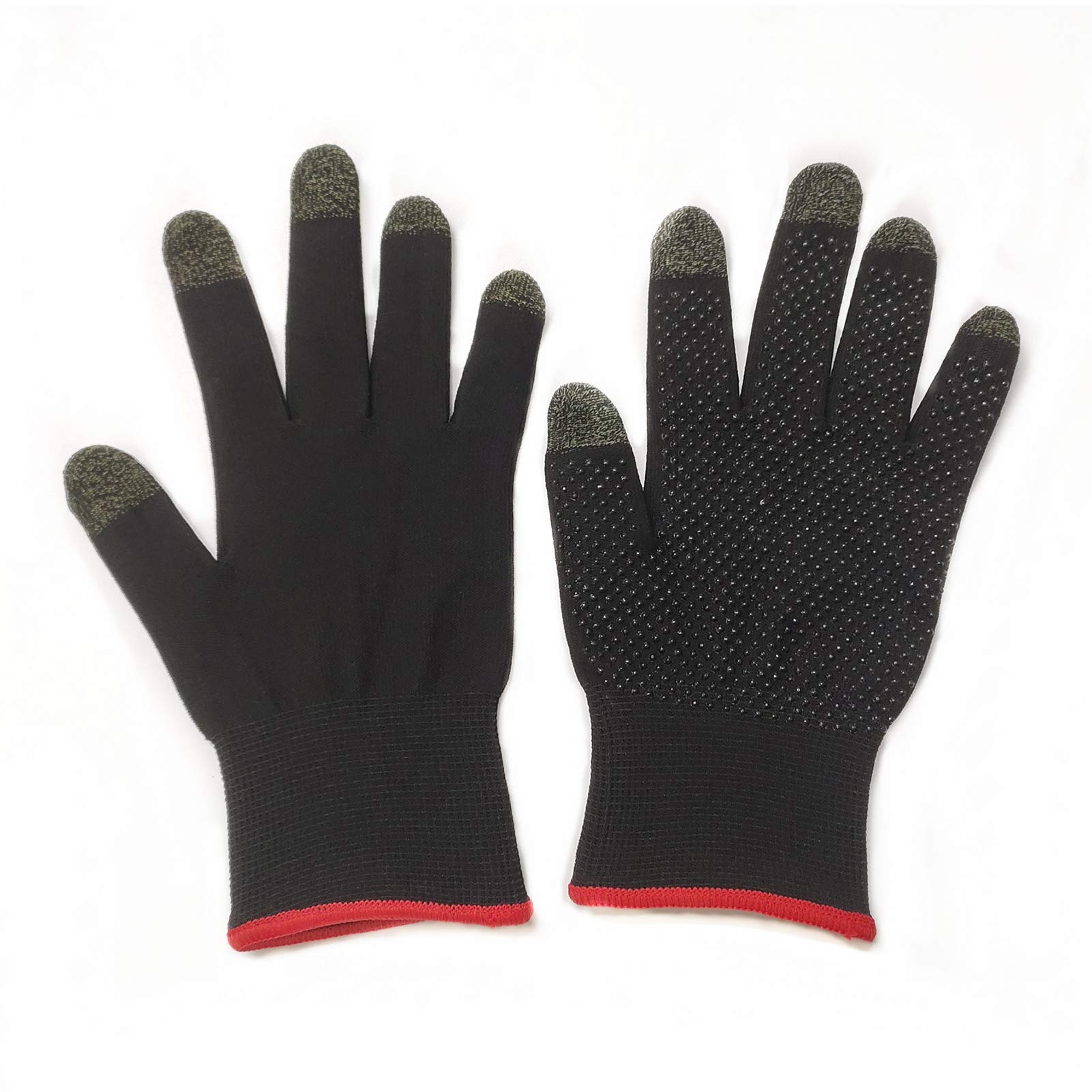 Gaweb 2Pcs Gaming Gloves for Mobile Phone Games, Warm Breathable Touch Screen Gaming Finger Sleeve Kit Black 1size