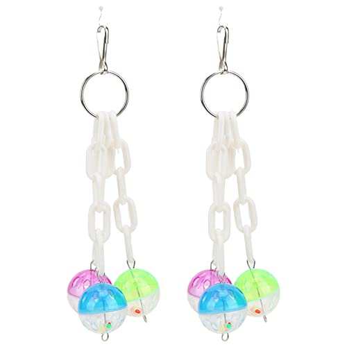 Xirfuni Bird Ball Toys, Plastic Bird Cage Ball Attractive Relieve Anxiety 2 Strings Biting with Hooks for Macaw for Budgie for Cockatiel