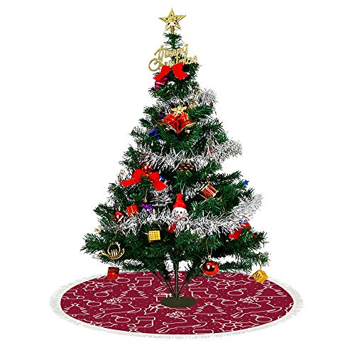 Dream Bay Christmas Tree Skirt,Christmas Ornament with Reindeer Christmas Tree Mat for Xmas Party Decoration 30x30 Inches