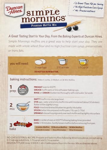 Duncan Hines Simple Mornings Blueberry Streusel Premium Muffin Mix, 20.5 oz