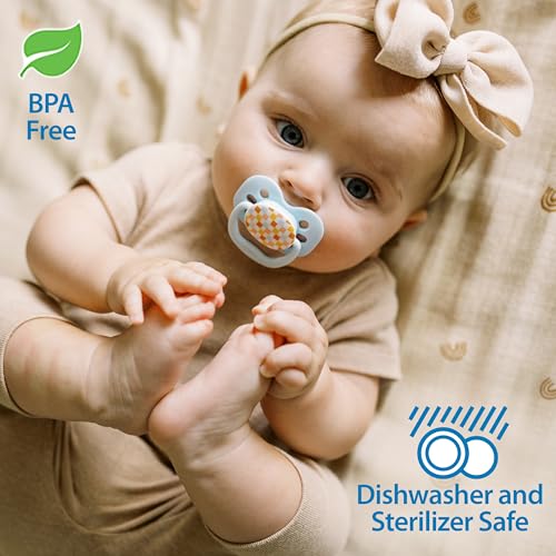Dr. Brown's Advantage Baby Pacifier, Fully Symmetrical Soother with Soft Silicone Bulb, 0-6m, BPA Free, Lavender Love, 2 Pack (Style May Vary)