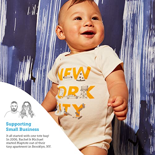 MAPTOTE Map One Piece - Unisex Baby Organic Cotton Short Sleeve Bodysuits - Boston, 3-6 Months