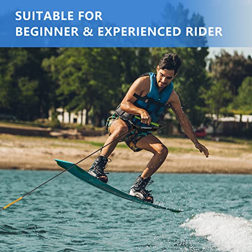 MUMUBOAT Dyneema Wakeboard Rope 75ft, No Stretch Wakeboard Rope and Handle Water Ski Rope for Watersports, 4 Sections Floating Wakeboard Tow Rope for Kneeboarding and Wakesurfing