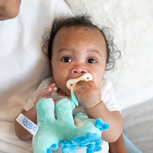 Dr. Brown's Baby Lovey Pacifier and Teether Holder, Dragon with Ecru HappyPaci, 100% Silicone, 0-6m