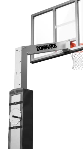 Dominator Premium Inground Adjustable Basketball Hoop - 72" Backboard w/ 4' Overhang - NBA/NCAA Regulation Adjustable Basketball Goal - Adjusts from 7' - 10', Made of Heavy Duty Rust Proof Aluminum