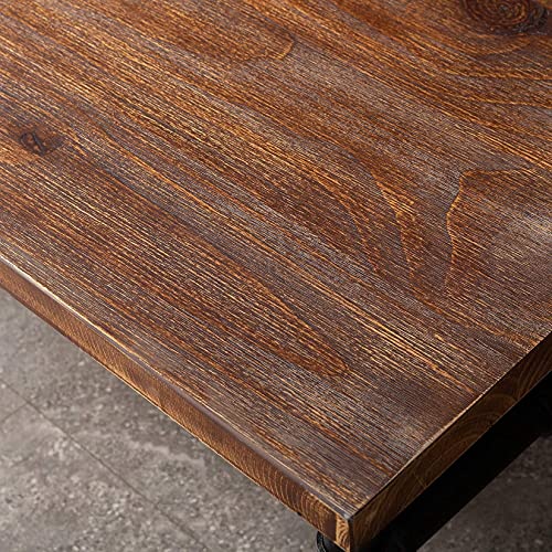 LOKKHAN Rectangular Dining Table for 4, (47.3" L x 41.3" H x 23.6" W), Heavy Duty Metal Pipe, Solid Wood Desktop, Home Kitchen Bar Office Cafe Pub, Rustic Industrial, Black & Brown