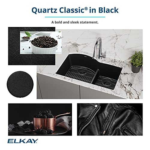 Elkay Quartz Classic ELG1616BK0C 15-3/4" x 15-3/4" x 7-11/16", Single Bowl Dual Mount Bar Sink Kit, Black