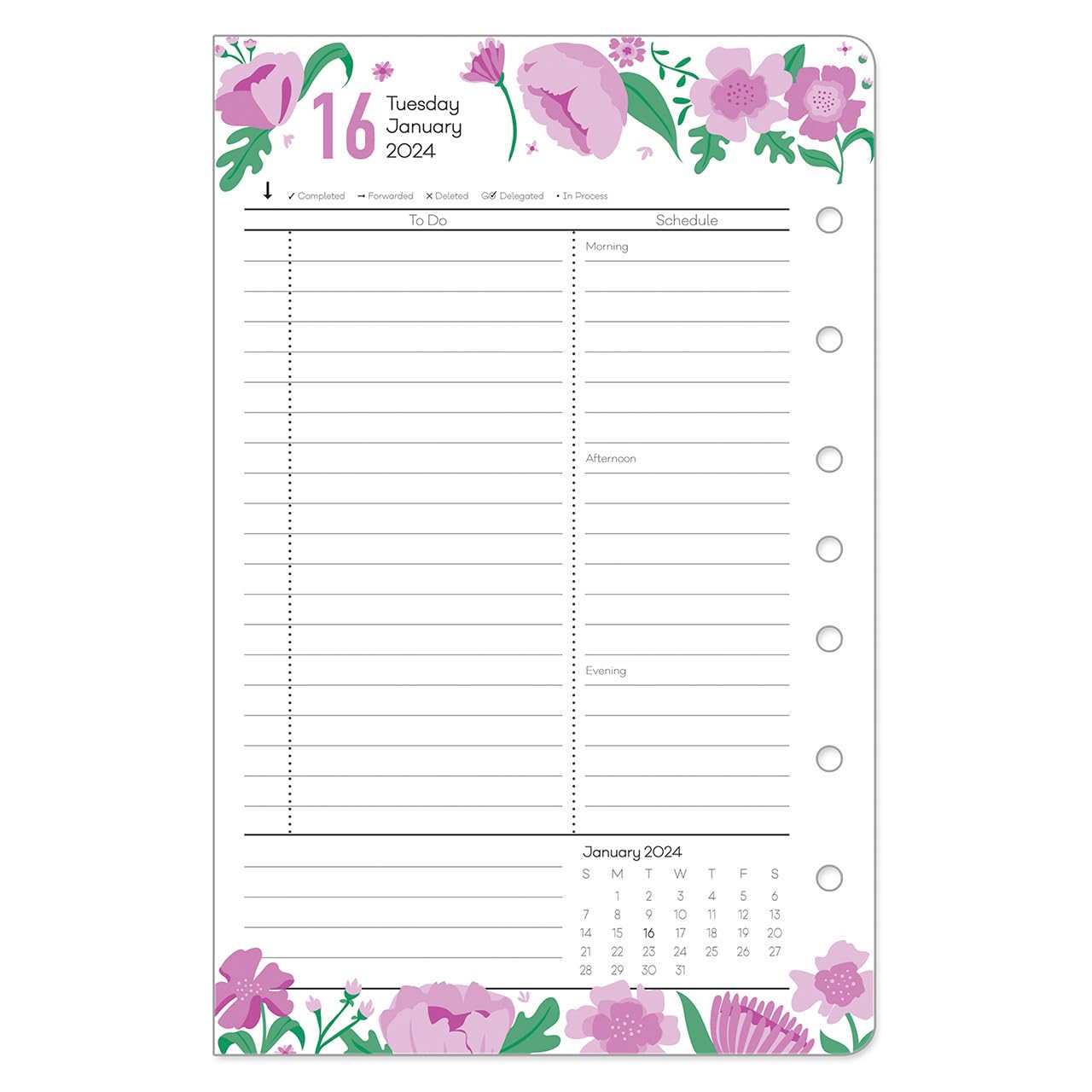 FranklinCovey - Flora Two Page Per Day Ring-Bound Planner (Classic, Jan 2024 - Dec 2024)