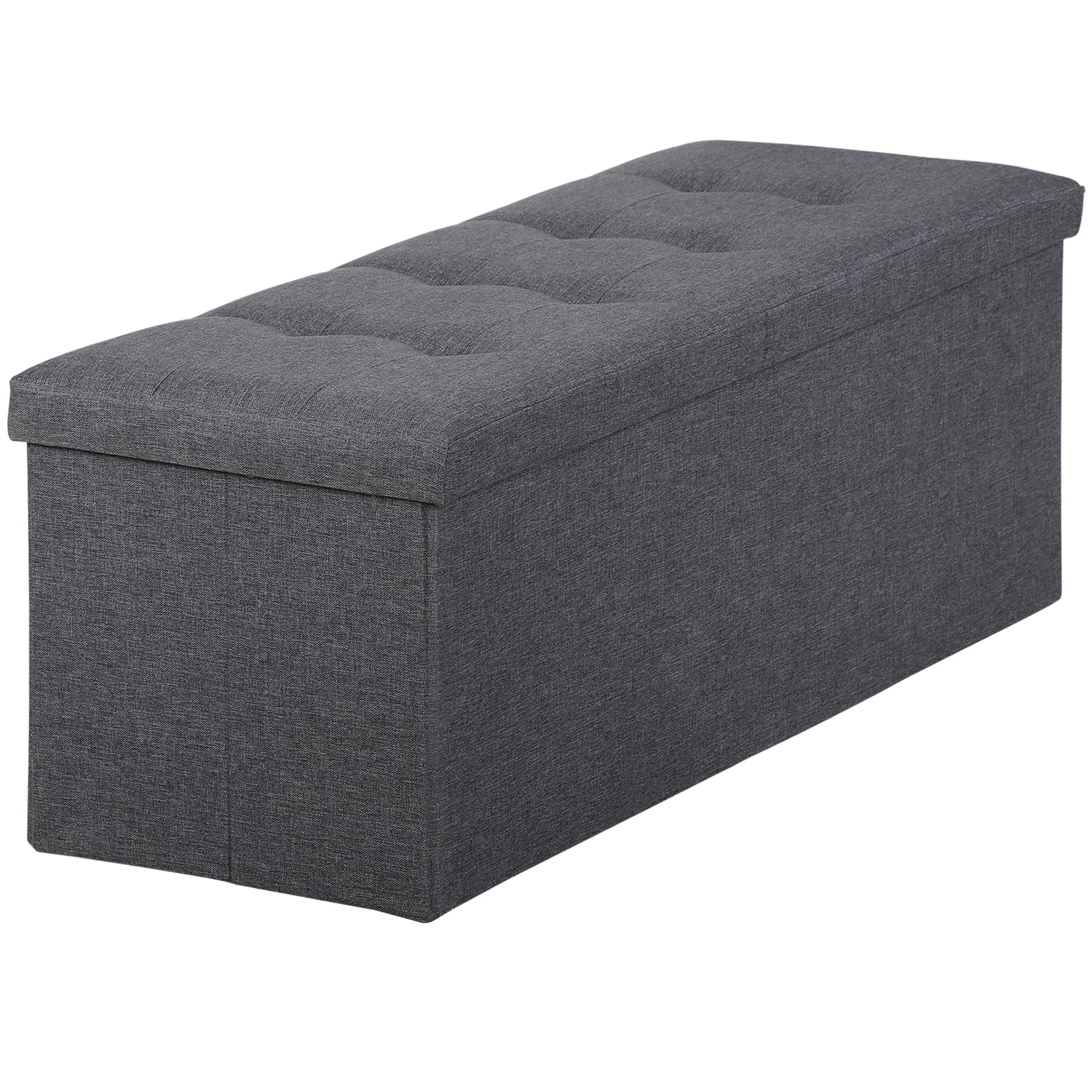 Saicool 43 Inch Folding Storage Ottoman Bench, Storage Chest Box w Divider,Long Linen Foot Rest Stool,for Bedroom, End of Bed, Living Room, Entryway,Brown