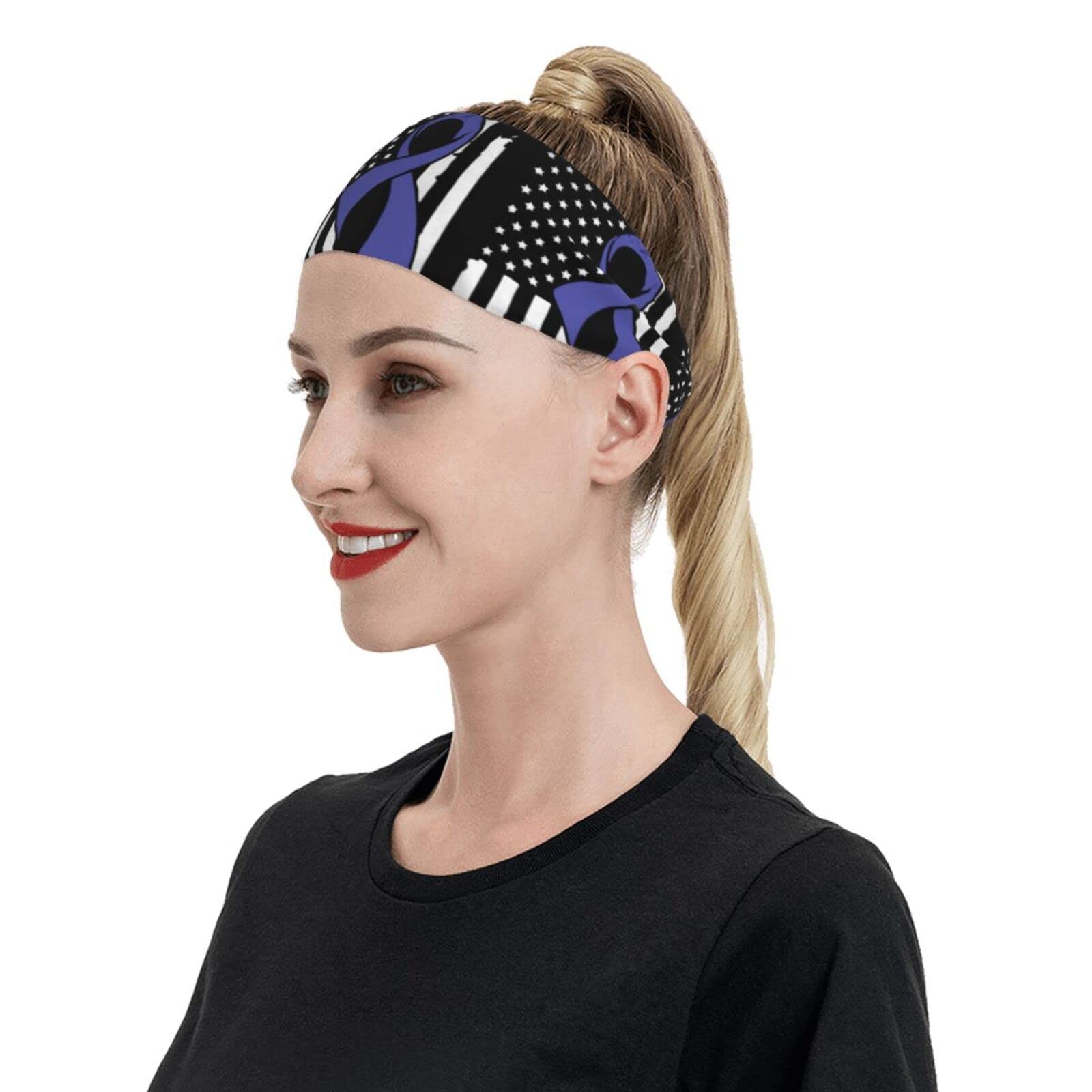 Fitness Headband Colon Cancer Awareness Flag Men Women Stretch Sweatbands
