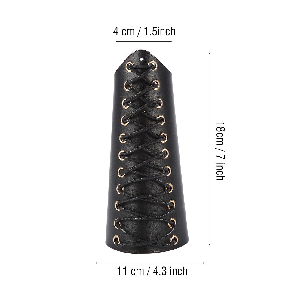 Dioche Archery Arm Guard, 1Pc Protective Bracer Hunting Shooting Lace-up Leather Armguard (Black)