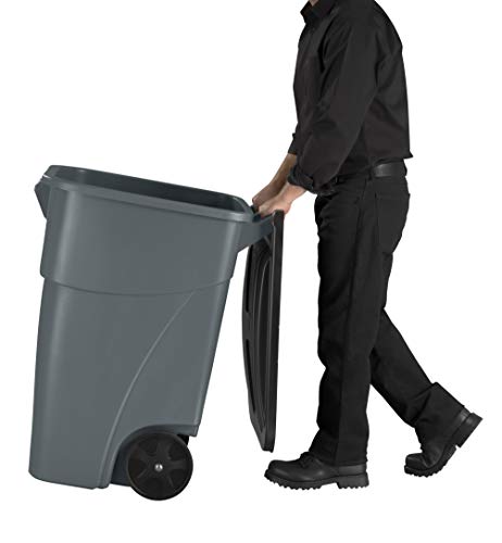 Rubbermaid Commercial Products BRUTE Rollout Trash/Garbage Can/Bin with Wheels, 50 GAL, Blue, for Restaurants/Hospitals/Offices/Back of House/Warehouses