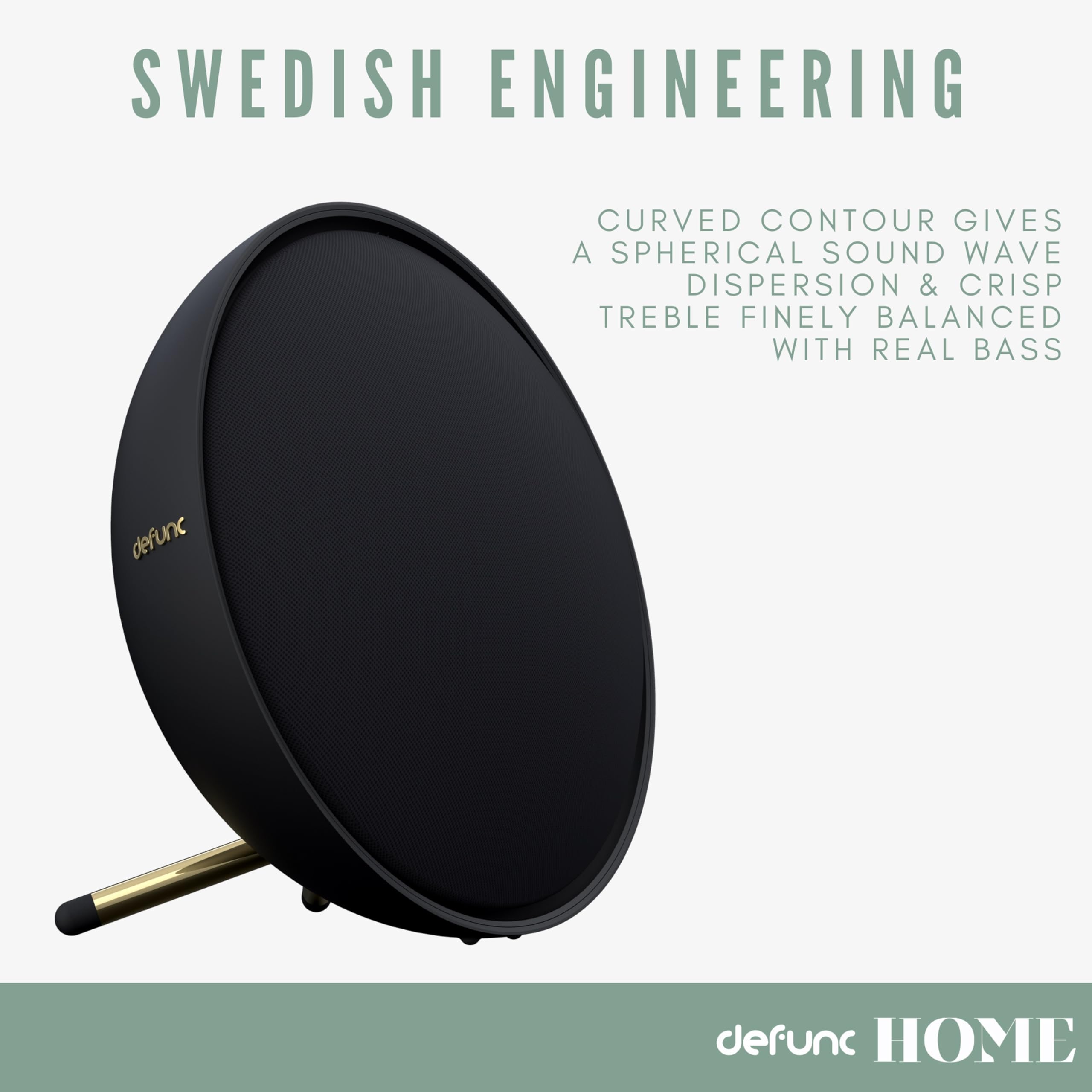 Defunc Home Small WiFi Speaker, Alexa, AirPlay, Spotify, Tidal Compatible, Stereo Sync Enabled, 40 Watts Rich Bass Reflex, Home and Office Speaker, App Controlled, Black