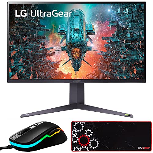 LG 32GQ950-B 32" Ultragear UHD 4K Nano IPS with ATW 1ms 144Hz Monitor with G-SYNC Bundle with Deco Gear Wired Gaming Mouse and Deco Gear Large Extended Pro Gaming Mouse Pad