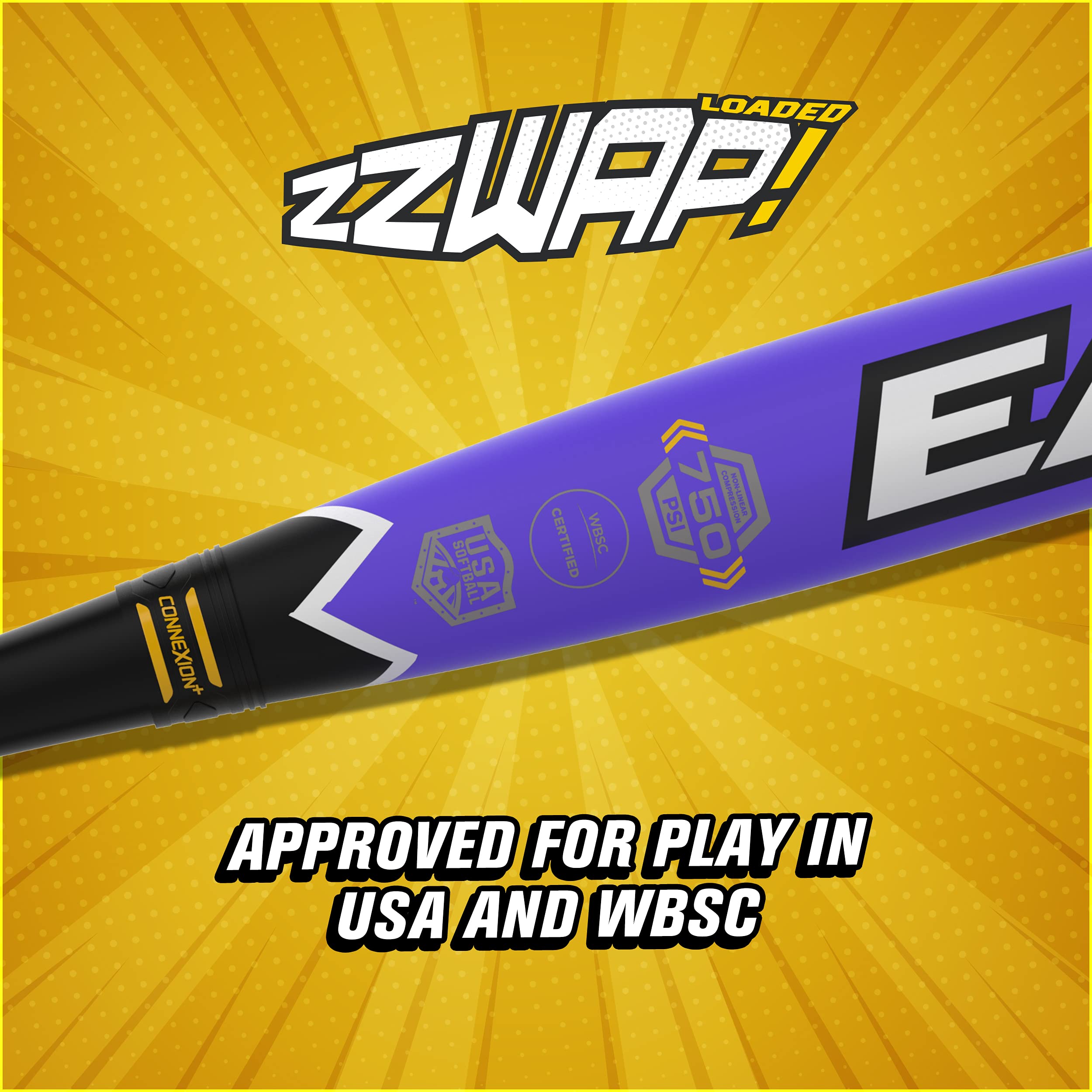 Easton ZZWAP Slowpitch Softball Bat, Motherloaded, 13 in Barrel, ASA/USA, & WBSC, 34in x 26oz