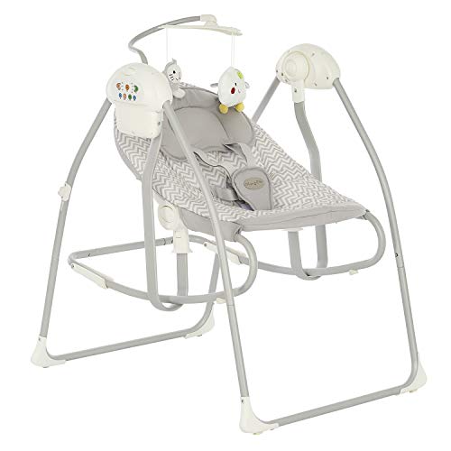 Dream On Me Sway 2in1 Cradling Swing & Rocker, Grey & White