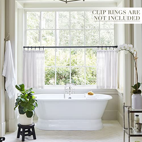 XTMYI White Kitchen Curtains 24 Inch Length Set of 2 Panels Cafe Curtain Tiers Linen Textured Semi Sheer Boho Farmhouse Short Curtains for Small Bathroom Basement Window RV Camper