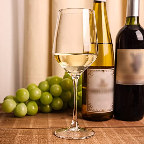 HAKEEMI Laser Cold Cutting Wine Glasses Set of 8, 17 oz Clear Wine Glasses with Stem, Dishwasher Safe