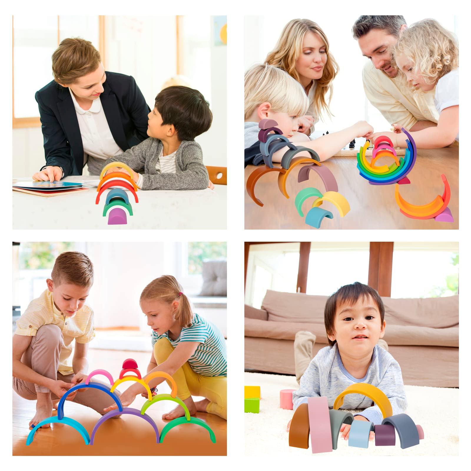 Garnome Silicone Rainbow Stacker,10 Layer Rainbow Nesting Puzzle Blocks Baby Stacking Toy,Educational Learning Montessori Toys,Rainbow Stacking Toy for Kids and Toddler.