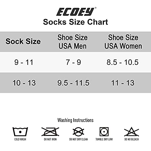 ECOEY Ultimate No Show Merino Wool Performance Athletic Running Socks for Men and Women (Black 4P, 9-11)