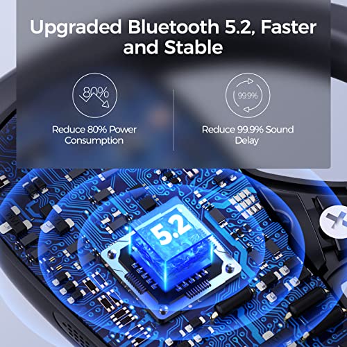 MSTHOO Open Ear Headphones with Mic, Wireless Bluetooth 5.3 Earbuds Reducing Hearing Loss, Wireless Charging, IPX7 Waterproof, 45H Playtime Sports Ear Buds for Running, Cycling, Workout with Earhooks