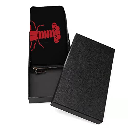 FunnyStar Red Lobster Women's Long RFID Hand Wallet Wristlet Clutch Purse PU Leather Handbag with Wrist Strap