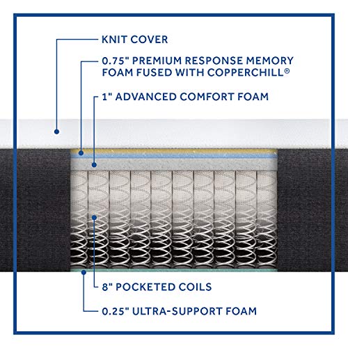Sealy 10" Hybrid Adaptive Memory Foam Mattress with CopperChill Technology, Cooling Memory Foam Mattress for Pressure Relief, Full