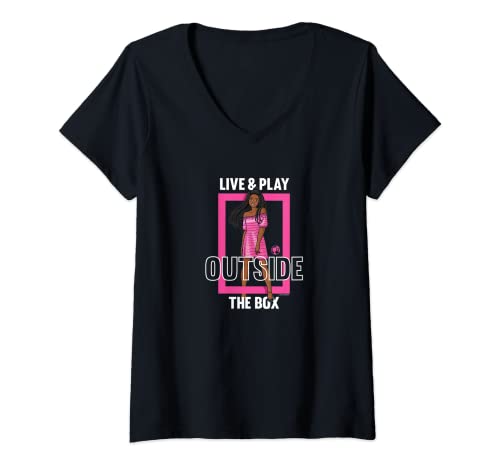 Womens Barbie - Live & Play Outside of The Box V-Neck T-Shirt