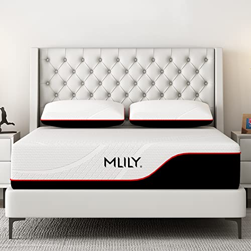 MLILY Cal King Mattress, Manchester United 12 Inch Memory Foam Mattress, Cool Sleep & Pressure Relief, Made in USA, White