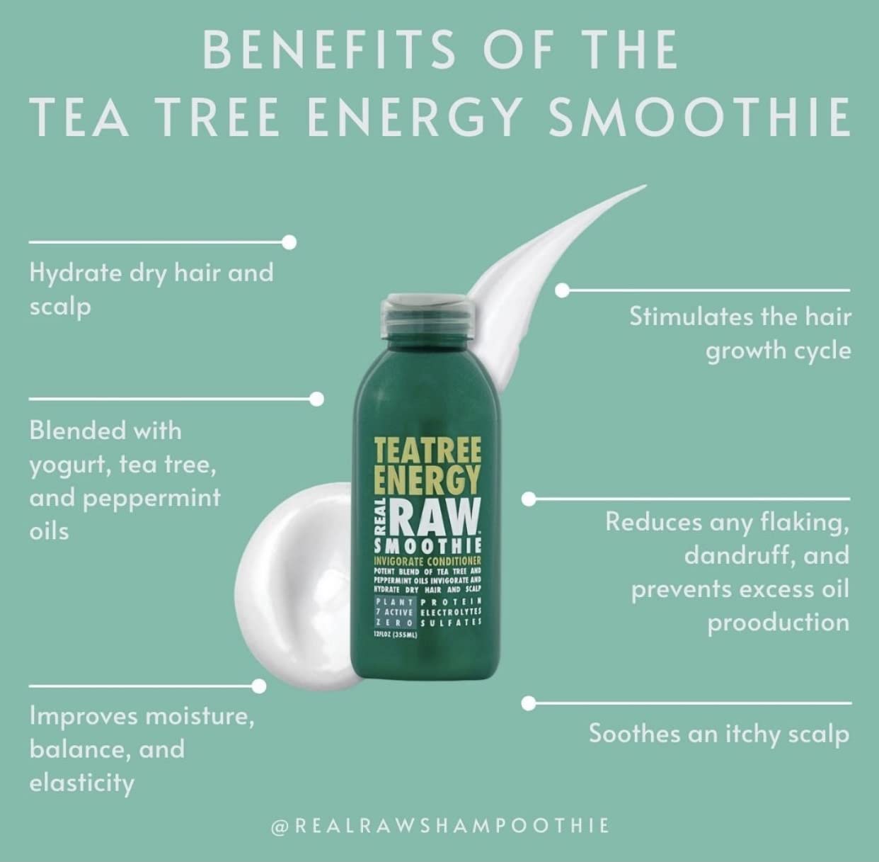 Real Raw Tea Tree Shampoo & Conditioner set - Cleanse, Hydrate + Invigorate - No Water 100% Pure Aloe Juice & Coconut Water - Sulfate & Paraben Free
