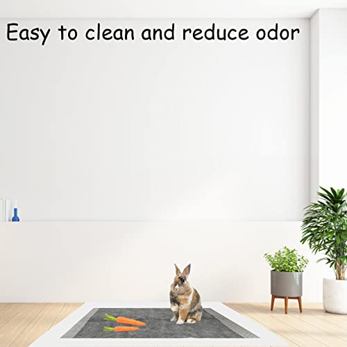 MUYG Disposable Rabbit Pee Pads,50PCS 17.7"x23.6" Pet Pees Pad,Cage Black Carbon Liner,Super Absorbent Leak Proof Cushion Reduce Odor Bunny Training Accessories for Kitten Puppy Hamster Hedgehog(Gray)