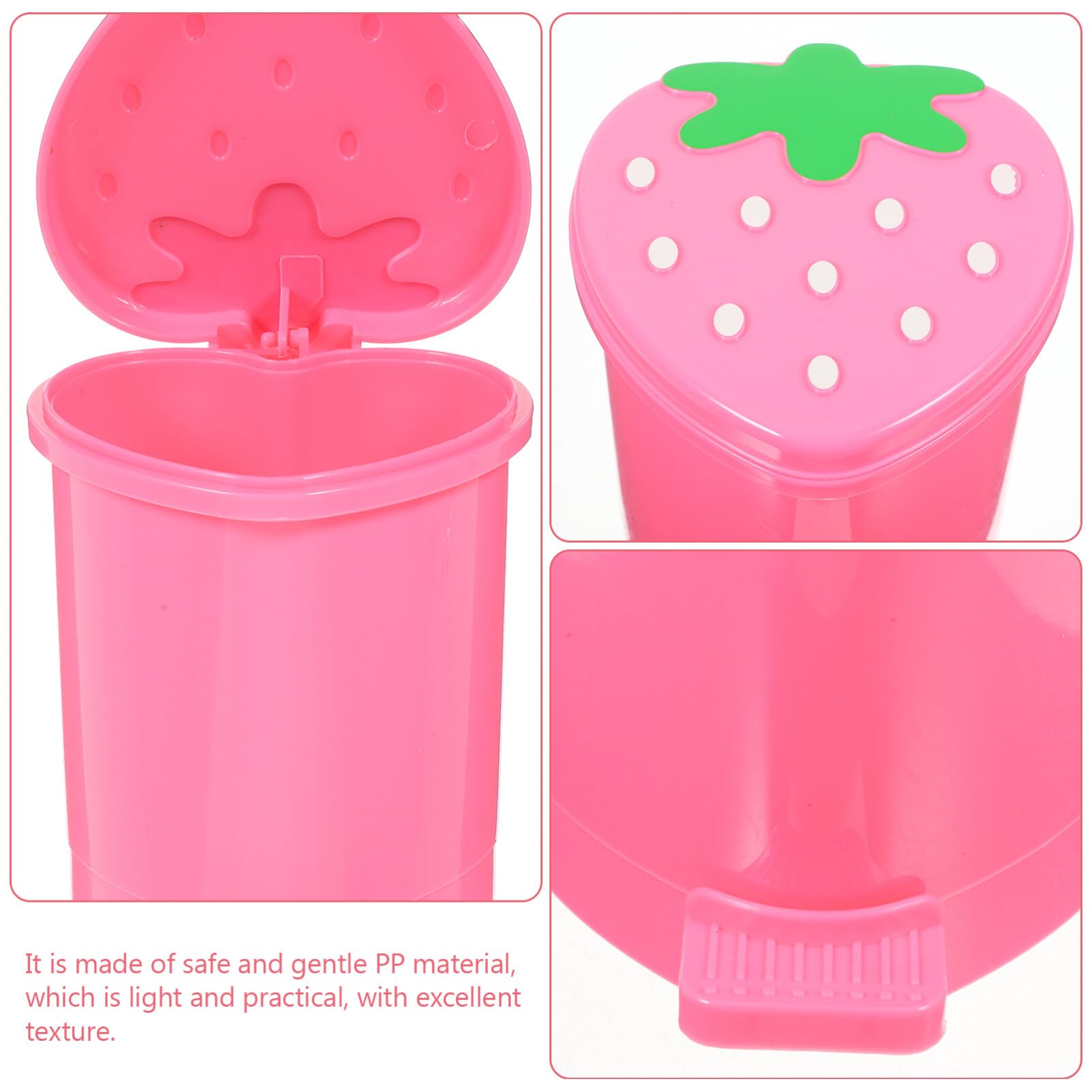 MAGICLULU Strawberry Trash Can: Mini Desktop Heart Wastebasket Kawaii Trash Can with Lid Small Garbage Container for Office Makeup Waste Bathroom Bedroom