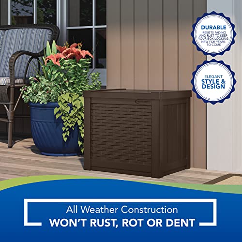 Suncast 73-Gallon Medium Deck Box - Lightweight Resin Indoor/Outdoor Storage Container and Seat, Mocha Brown & 22-Gallon Small Deck Box - Lightweight Resin Indoor/Outdoor Storage Container and Seat