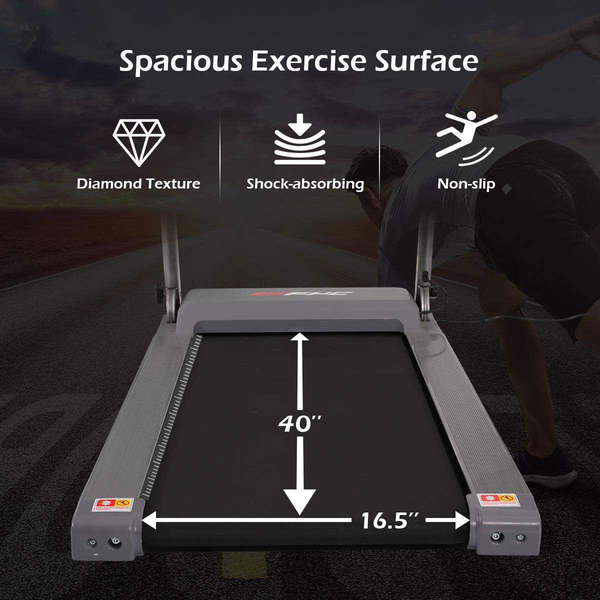 FYC Folding Treadmill for Home Electric Treadmill Exercise Running Machine Portable Compact Treadmill Foldable for Walking Home Gym Fitness Workout Jogging, Free Installation Gray