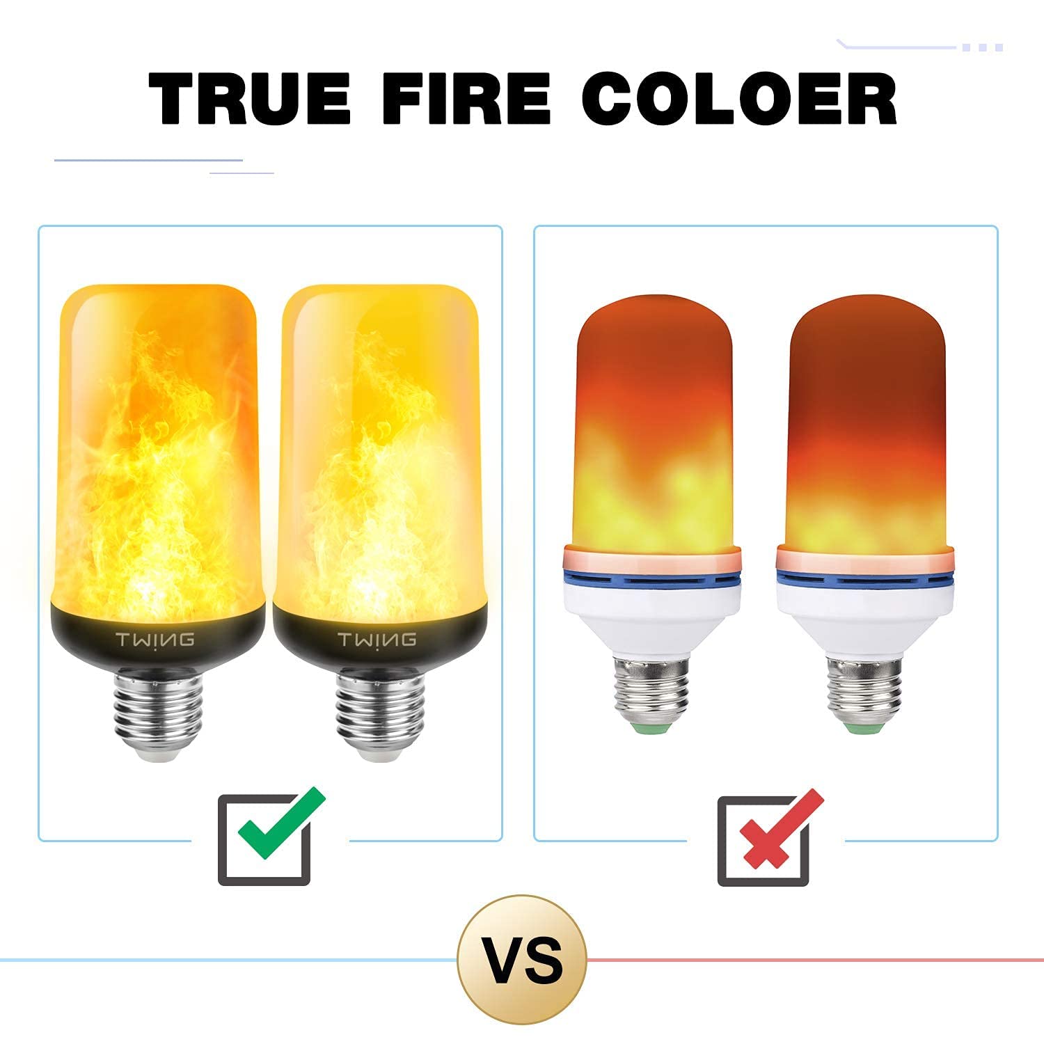 Dyforce Christmas Light Bulbs, 6W 4 Modes E26/E27 Base Flickering Fire Light Bulbs with Gravity Sensor, Flame Light Bulbs for Indoor Outdoor Decorations - 4 Pack
