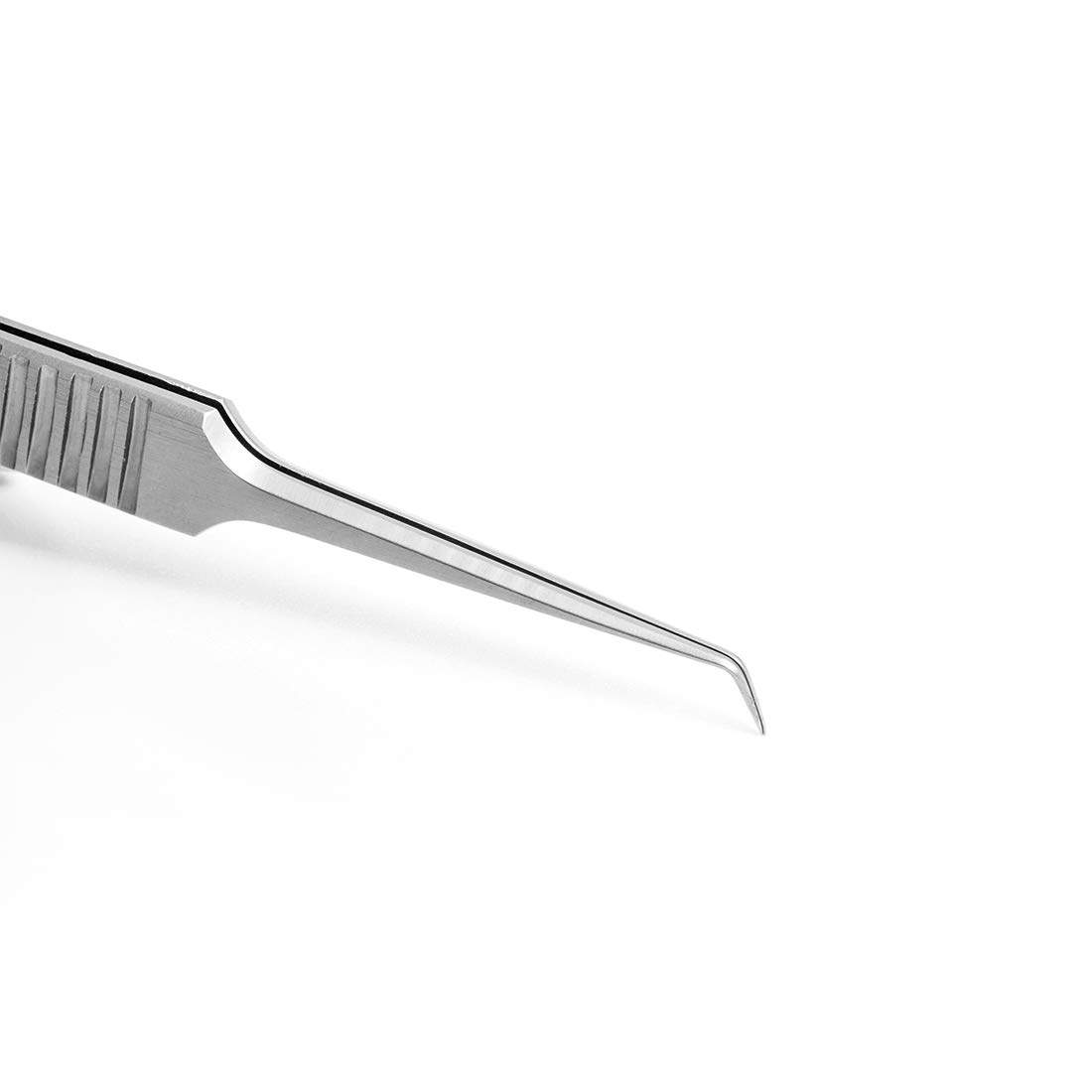 EMEDA Eyelash Extension Tweezers for Isolation Separation Natural Lashes with Short Tiny Mini L Tips 45 Degree Professional Precision Stainless Steel Volume Lash Tweezers for Premade Fans (AS10)