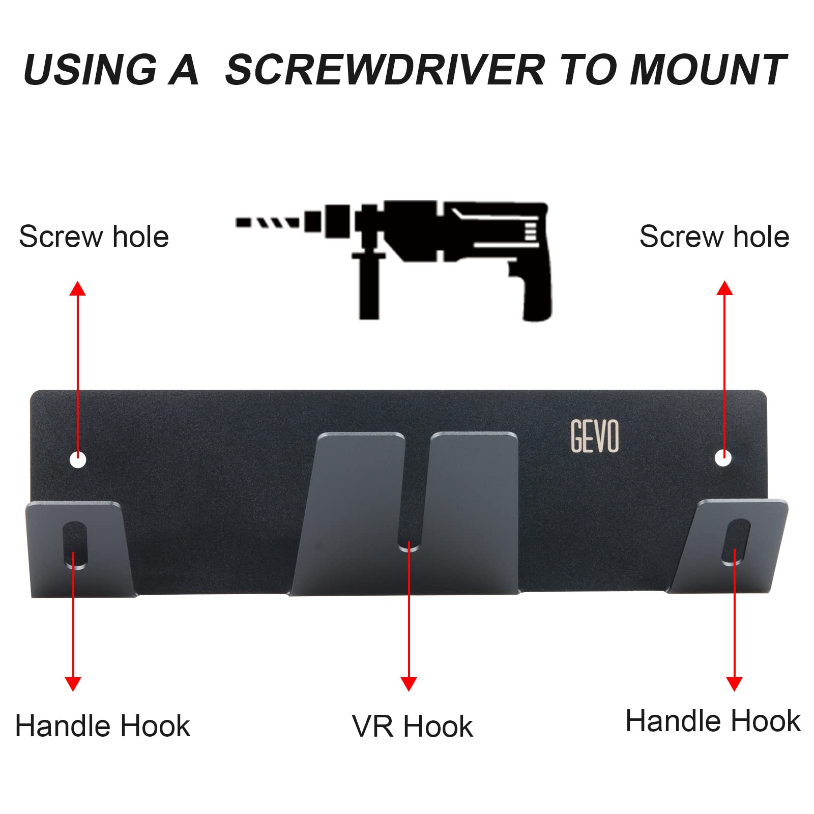 GEVO VR Stand Accessories, Wall Mount Stand Storage Stand Hook Display Organizer for Quest 2/Quest 3 Rift S/Valve Index/HP Reverb G2/Quest VR Headset and Touch Controllers