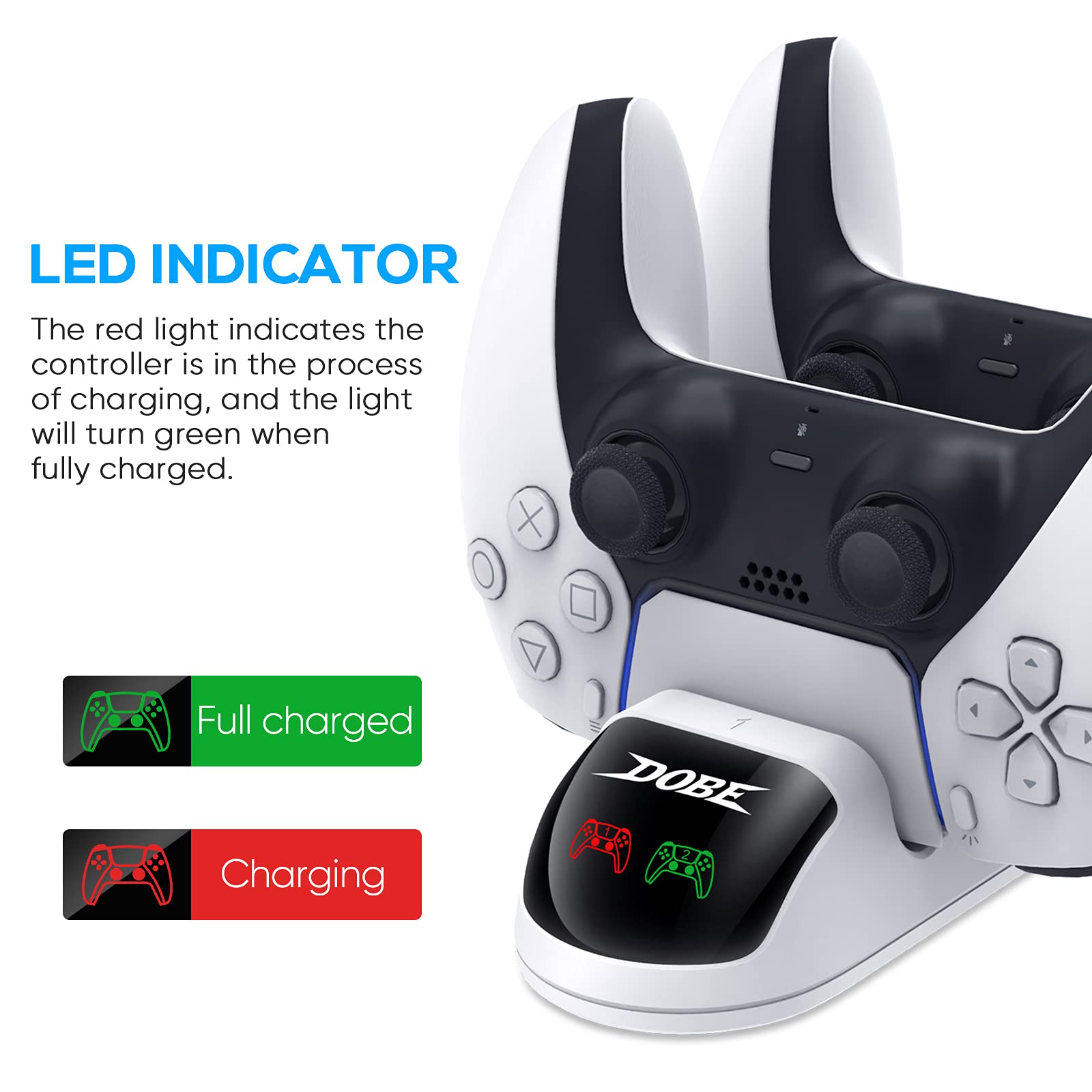 FYOUNG Controller Charging Station for PS5, Charging Dock Compatible for Playstation 5 DualSense Controller with LED Light Indicators and USB C Cable