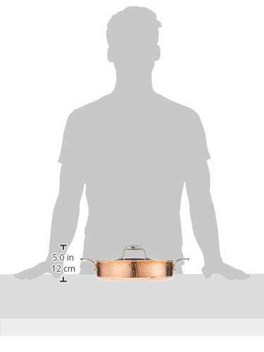 Lagostina Q5544764 Martellata Tri-ply Hammered Stainless Steel Copper Dishwasher Safe Oven Safe Stockpot / Casserolle Cookware, 5-Quart, Copper
