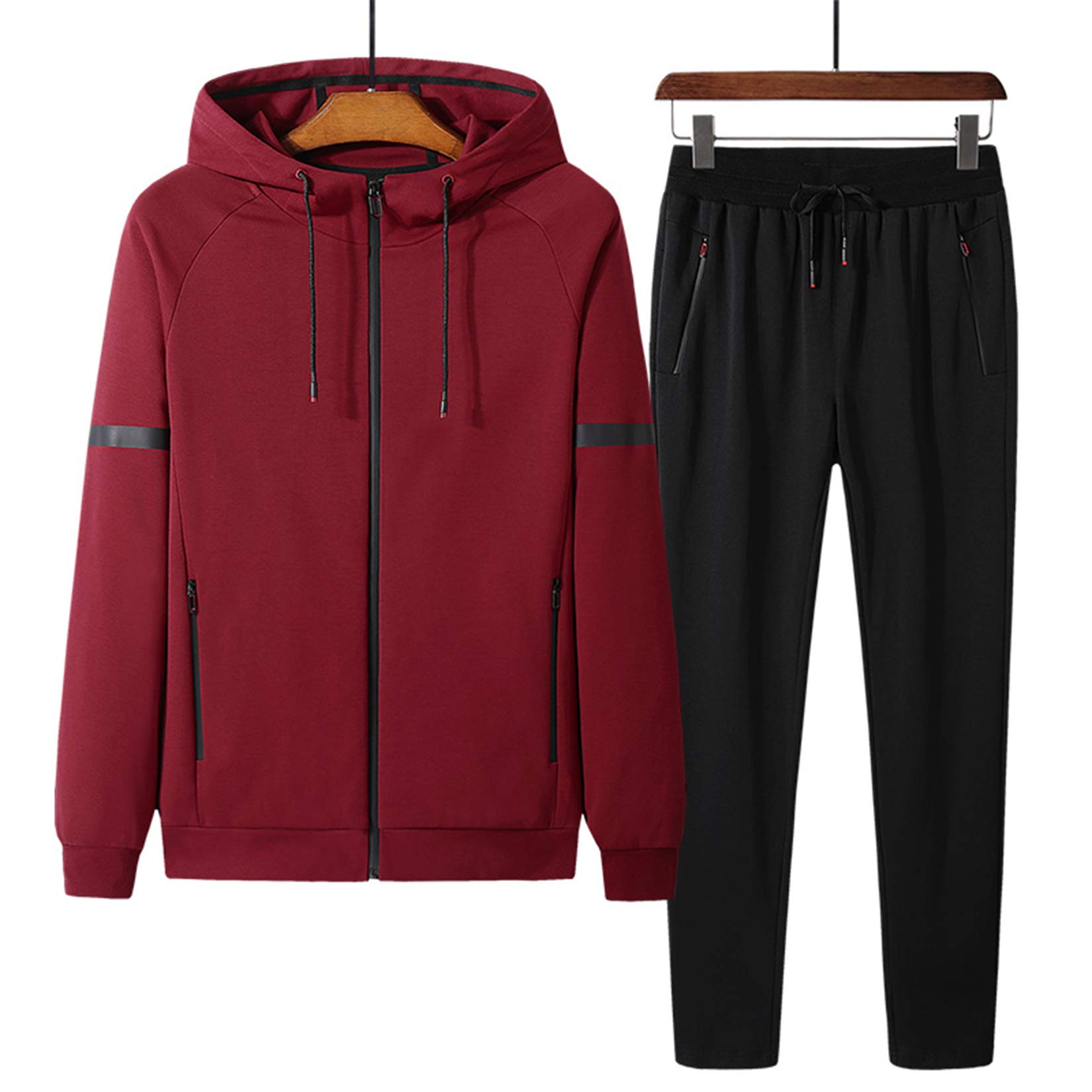 DOSLAVIDA Men's Hooded Sweatsuits Casual Jogging Suits Athletic 2 Piece Outfit Hoodies Tracksuit Unisex Track Suit Set