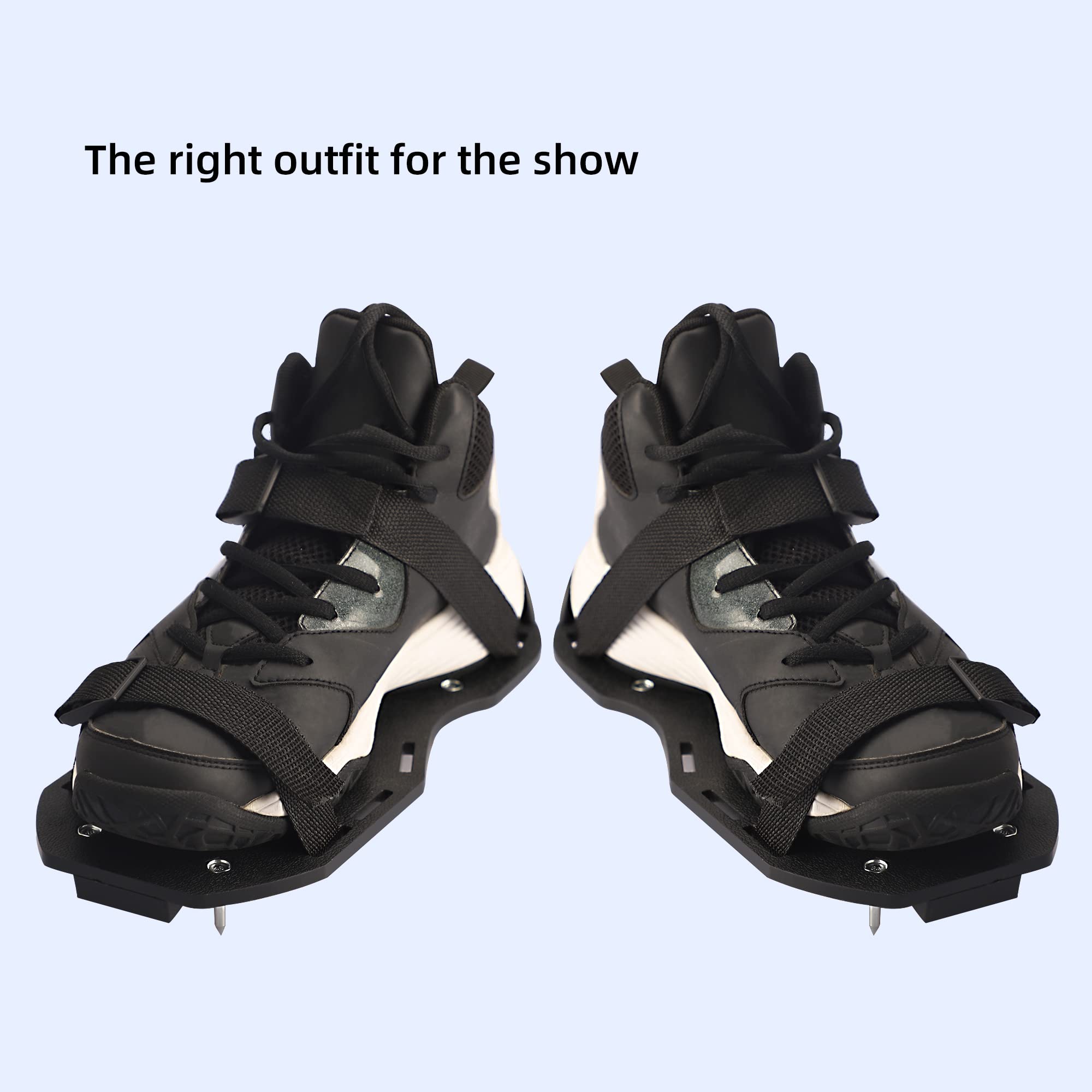 Gunite Spiked Shoes with 1 inch Short, Spiked Shoes for Epoxy Floor Gunite Epoxy Spiked Shoes Non-Slip Adjustable Snap with Wrench (Black)