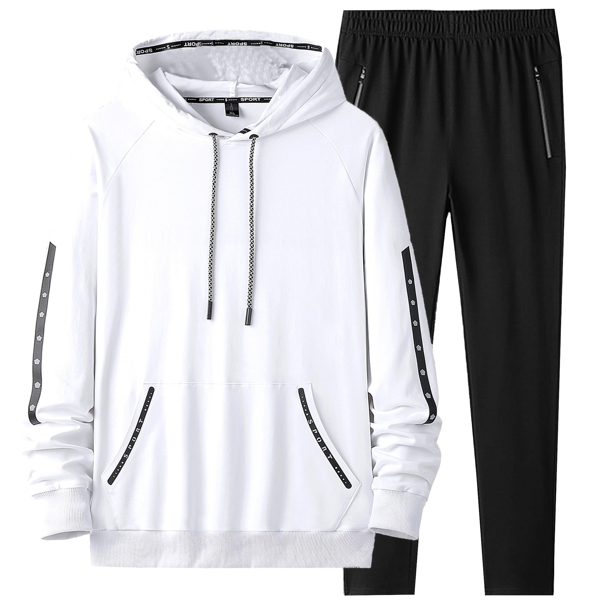 DOSLAVIDA Men's Athletic Sweatsuits Set 2 Piece Outfits Hooded Track Suits Casual Running Jogging Sports Jacket And Pants