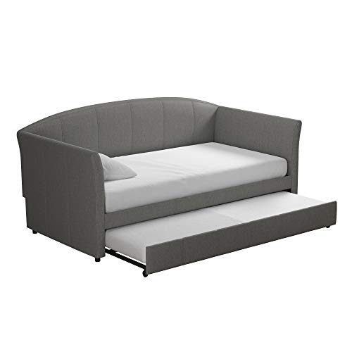DHP Halle Upholstered Daybed and Trundle, Sofa Bed Fits Twin Size Mattress of 6-Inches (Not Included), Gray
