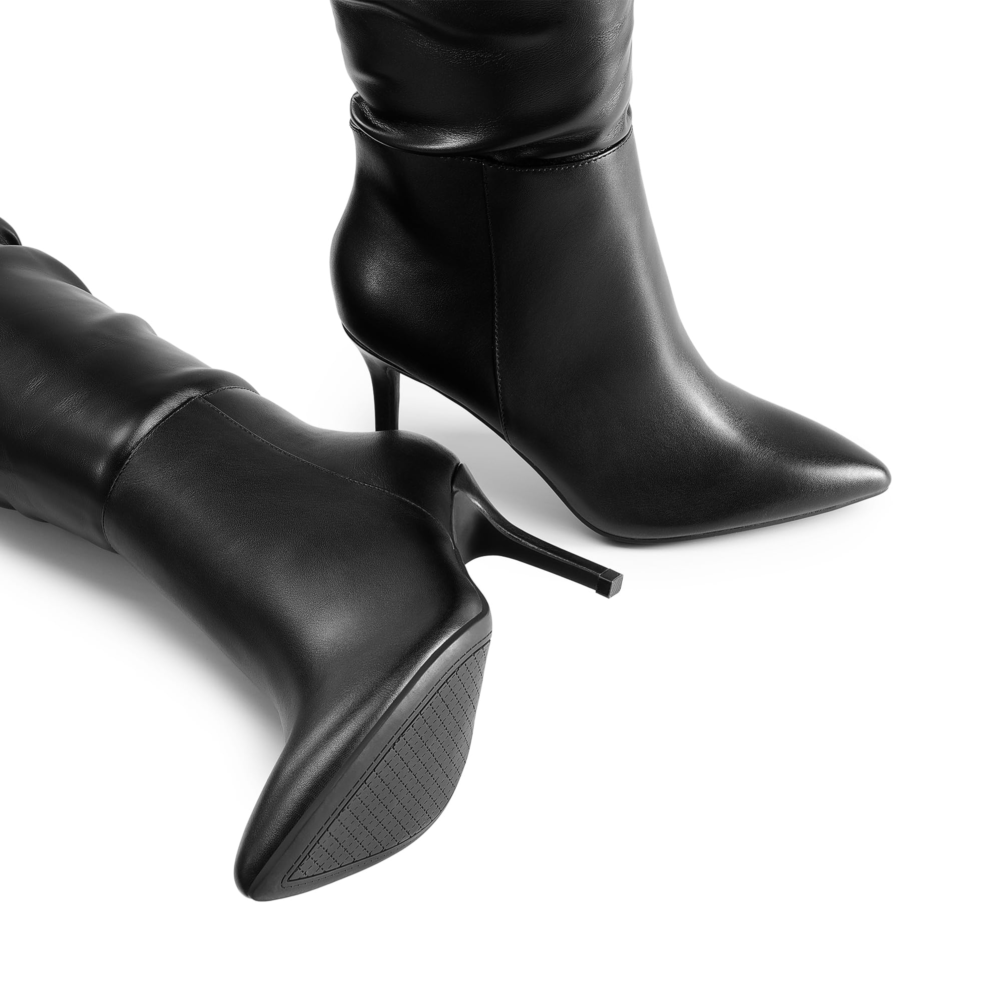 DREAM PAIRS Women's Sdob2301w High Heels Over The Knee Boots Thigh High Pointed Toe Stiletto Long Fall Sexy Boots, Black Pu, Size 7