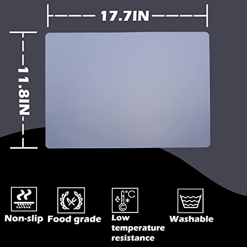 PABUSIOR Silicone Refrigerator Liners - Non Slip, Heat Resistant, Waterproof, Easy to Clean, Clear Silicone Mat for Crafts, Baking, Resin, Fridge Glass Shelves, Kids Placemats (4 PCS,11.8 x 17.7 Inch)