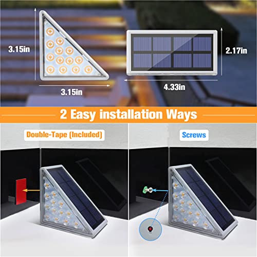 VOLISUN Outdoor Stair Lights 12 Pack, Solar Step Lights Waterproof IP67,80 Lumen, Led Step Lights Outdoor for Garden Backyard Stair, Staircase, Front Step, Front Porch and Deck(Warm White)
